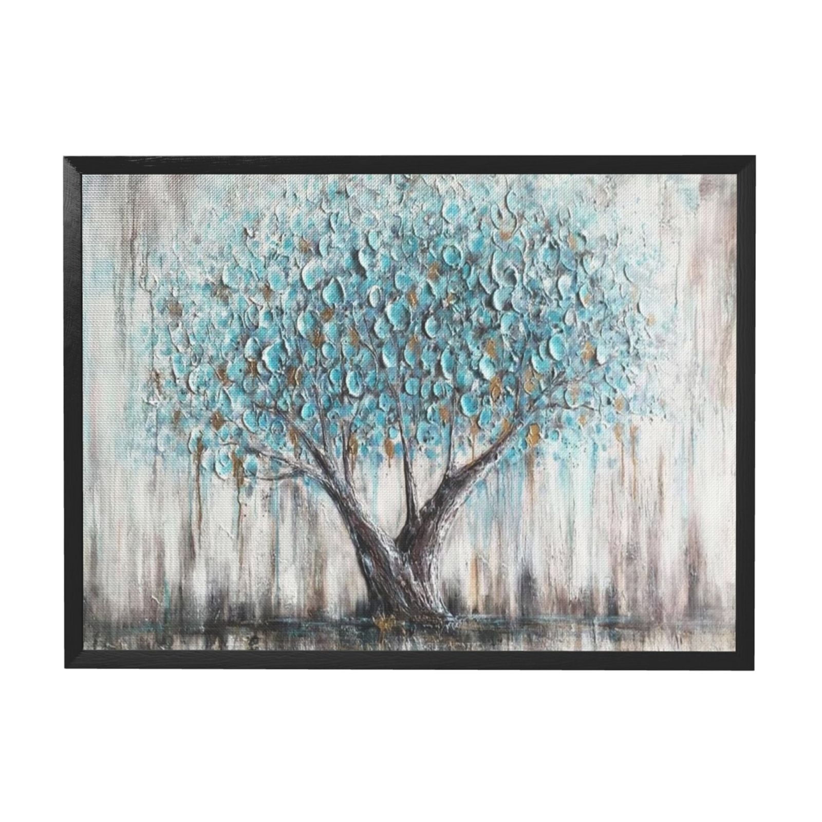 AatoeaX Tree Wall Art Teal Blue Nature Tree of Life Abstract Canvas ...