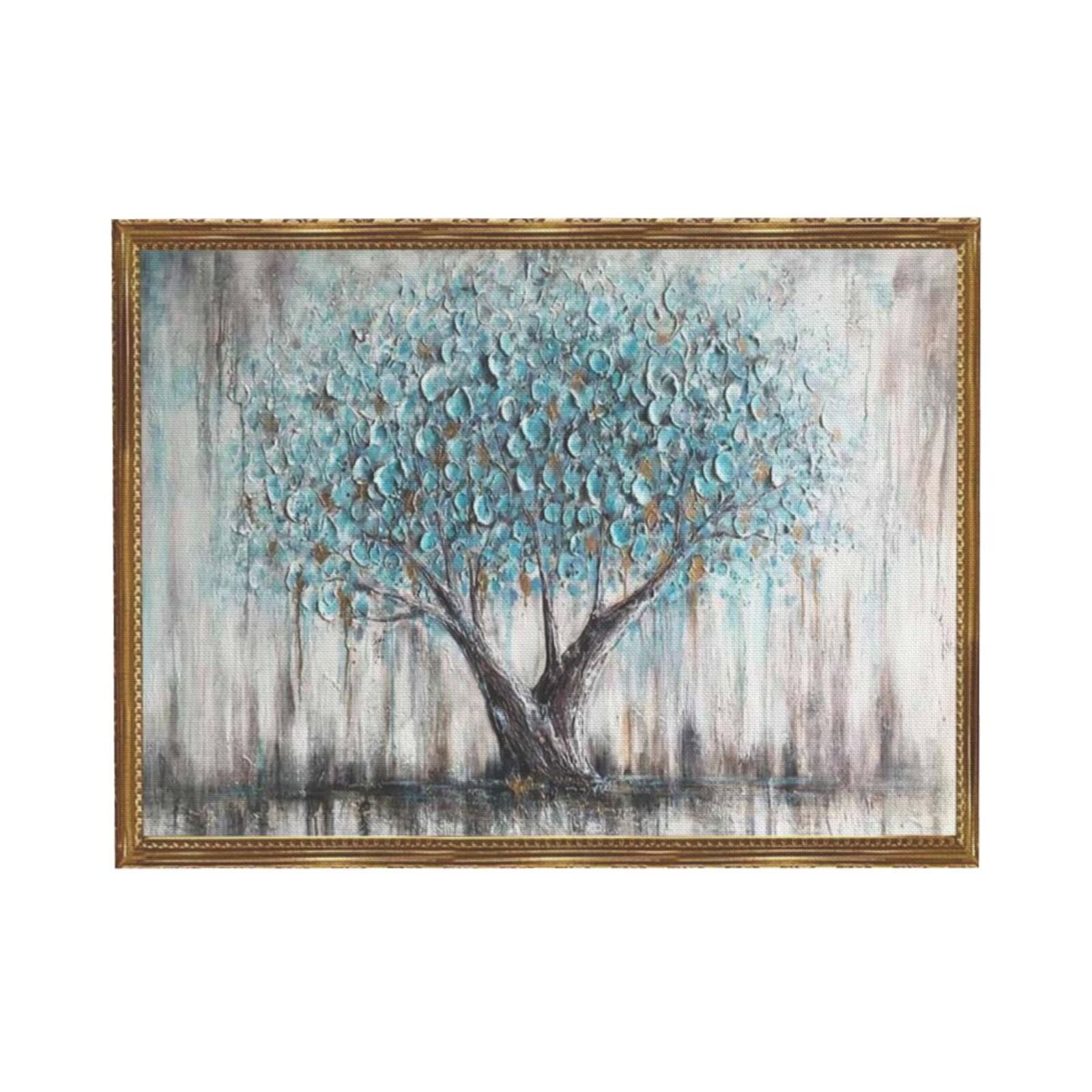 AatoeaX Tree Wall Art Teal Blue Nature Tree of Life Abstract Canvas ...