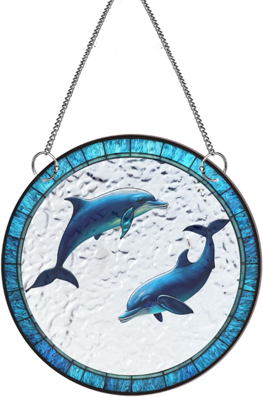 AatoeaX Trendy Dolphin Window Decor: Dynamic Duo, Transparent Acrylic ...
