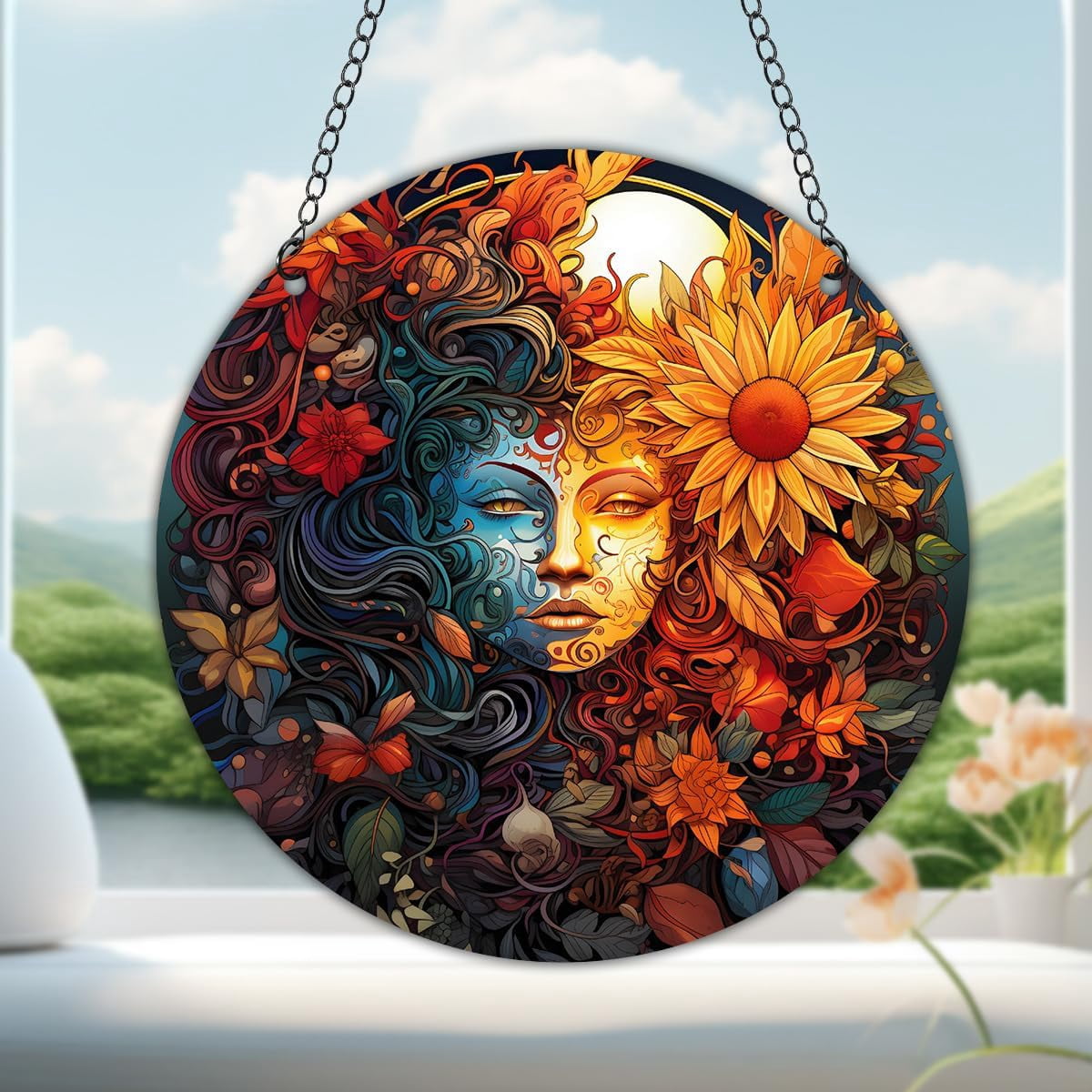 AatoeaX Trendy Sunflower - Face Window Decor: Artistic Fusion ...