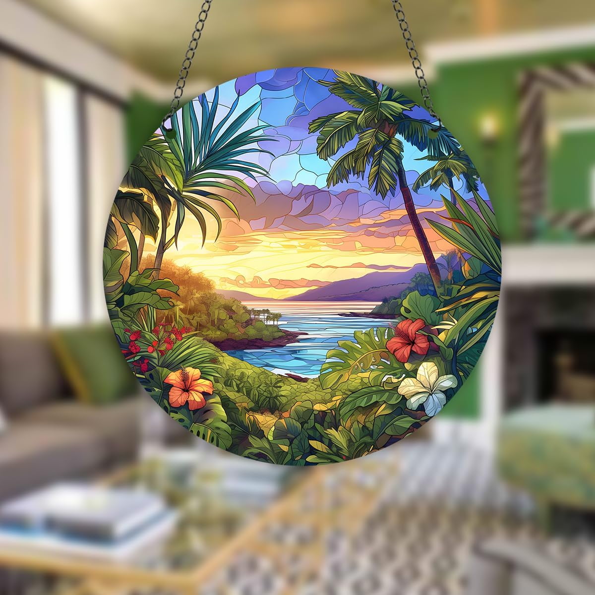 AatoeaX Trendy Tropical Window Decor: Exotic Scenery, Transparent ...