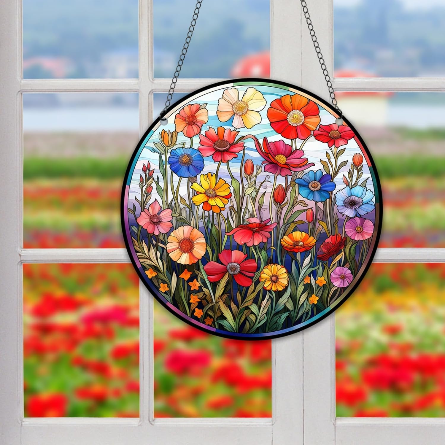 AatoeaX Trendy Wildflower Window Decor: Vivid Flower Array, Transparent ...
