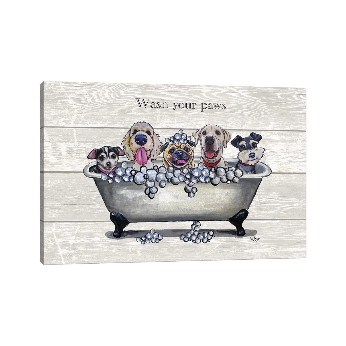 AatoeaX "Tub With Dogs, Bathroom Dogs, Wash Your Paws" Canvas Print ...