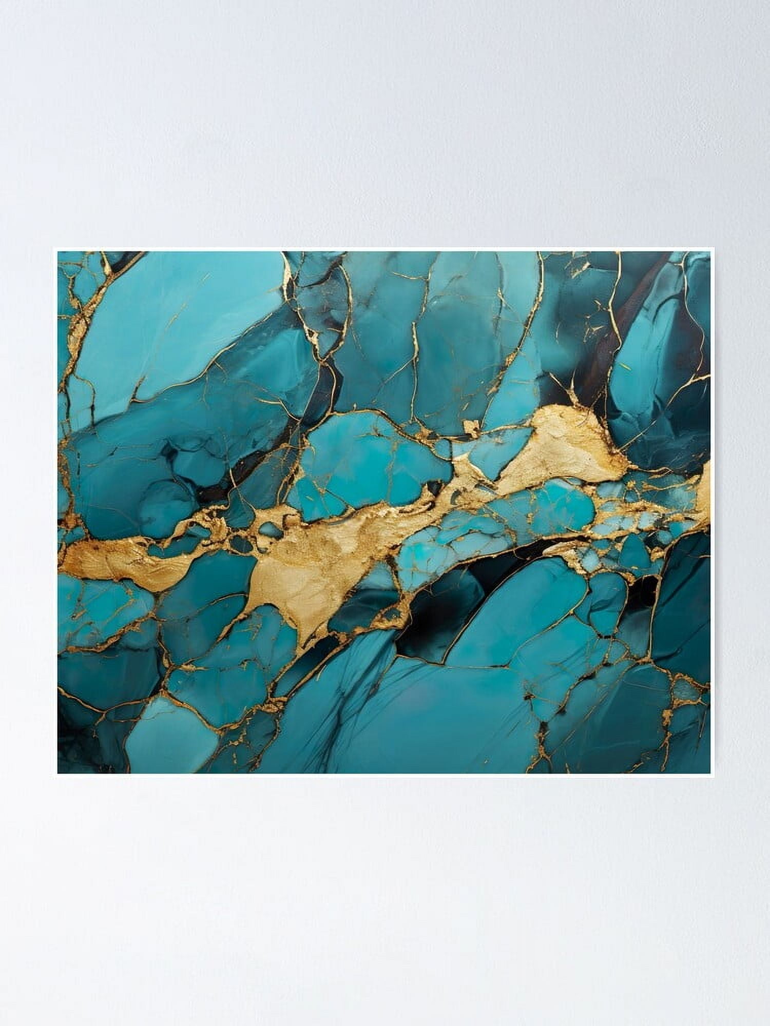 AatoeaX Turquoise - Kintsugi Poster Modern Wall Art Canvas Poster – Aesthetic Print for Home ...