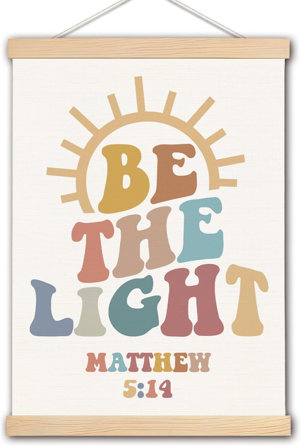 AatoeaX Vibrant Be the Light Scripture Scroll, Retro Sun Design, Linen ...