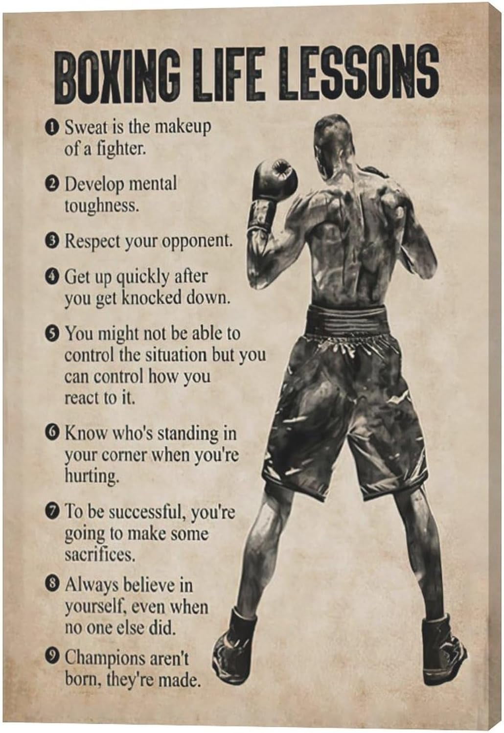 AatoeaX Vintage Boxing Sports Wall Art Boxing Life Lessons Wall Decor ...