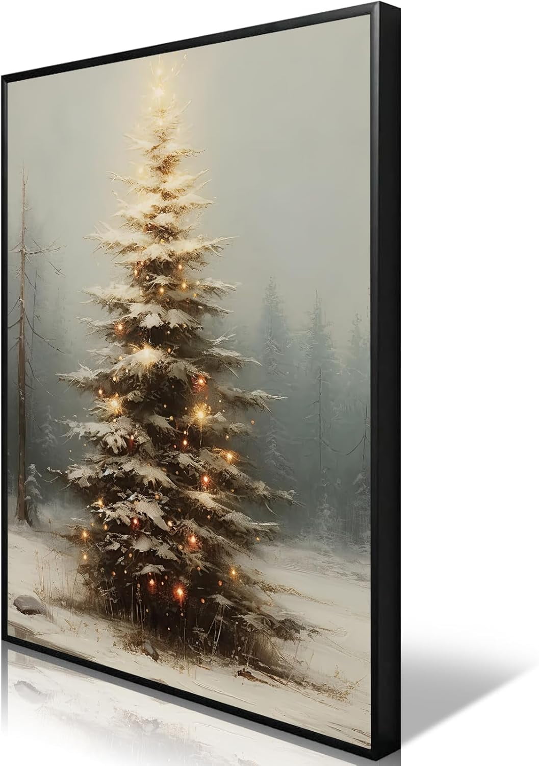 AatoeaX Vintage Christmas Canvas Wall Art, Classical Christmas Tree ...