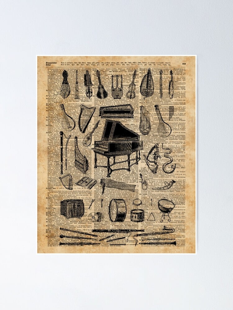 AatoeaX Vintage Classical Music Instruments Dictionary Art Poster ...