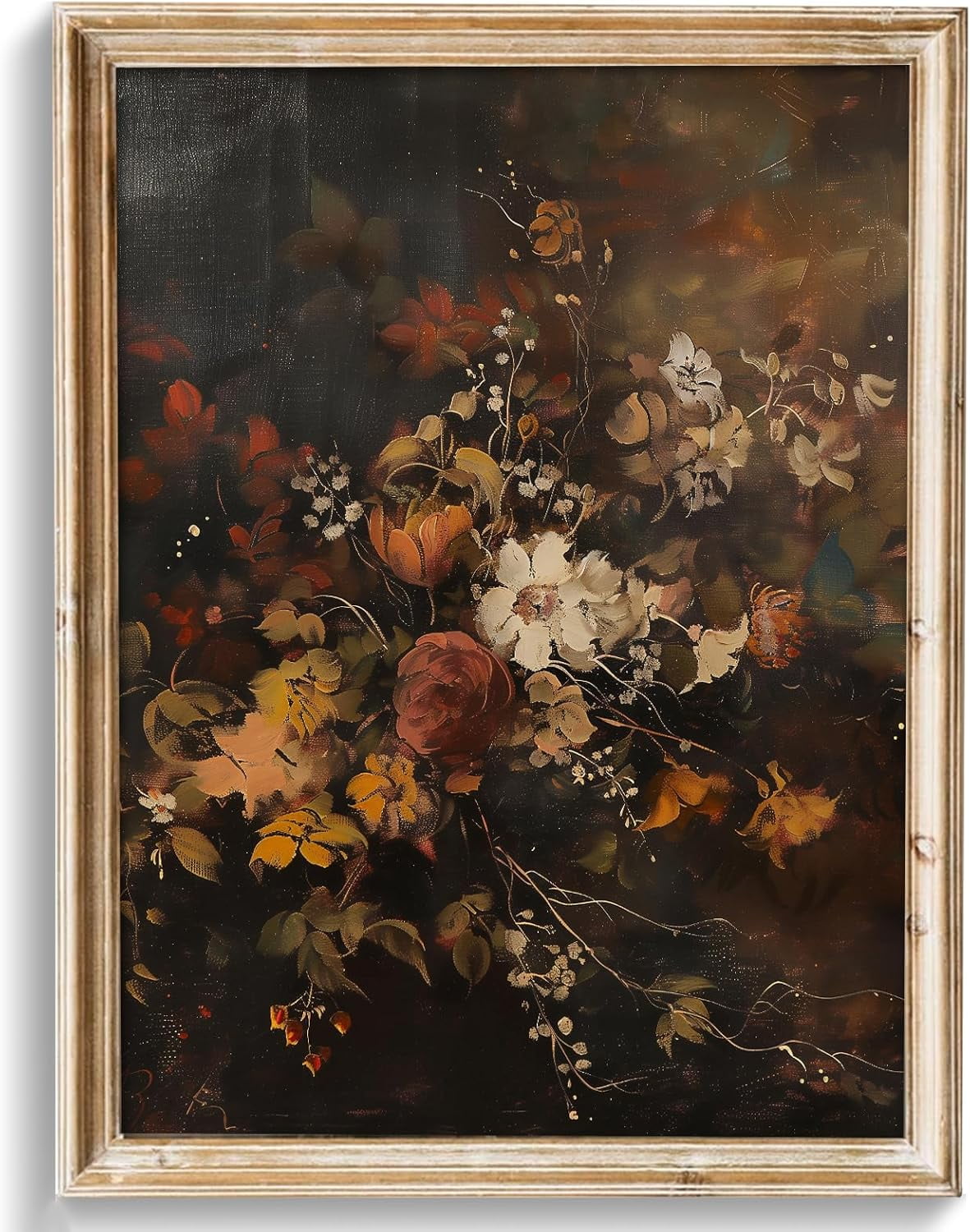 AatoeaX Vintage Floral Wall Art Print, Moody Dark Autumn Flower Wall ...