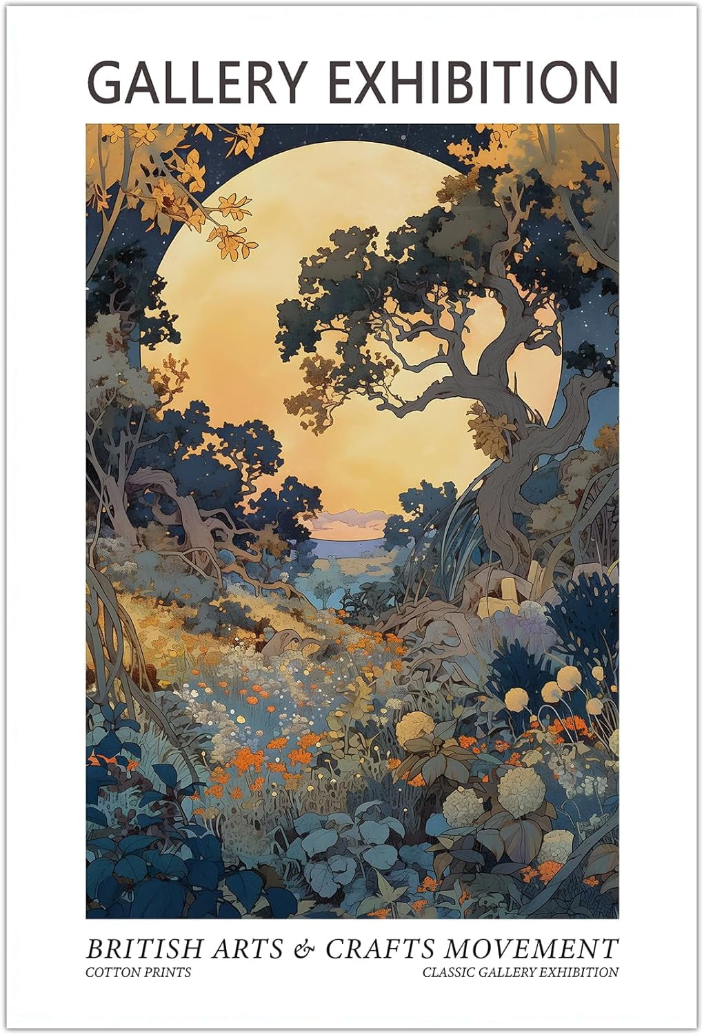 AatoeaX Vintage Full Moon Wall Art Dark Aesthetic Moon Posters Retro ...