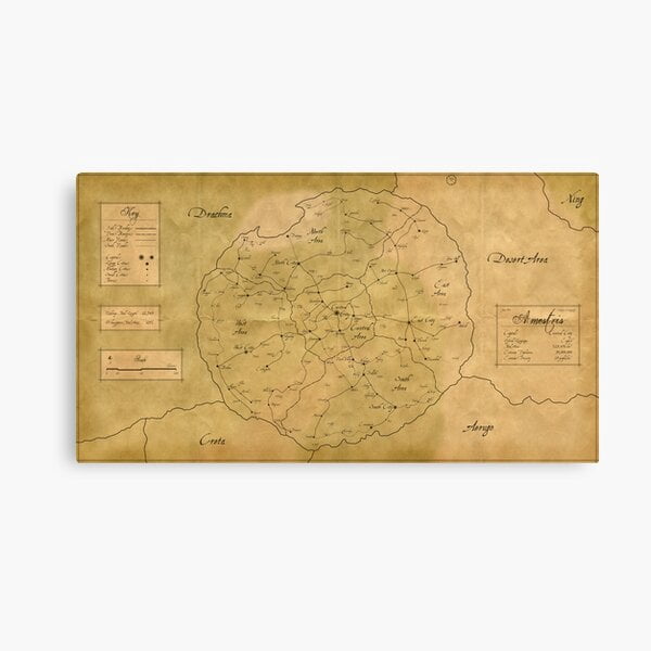AatoeaX "Vintage" Map of Amestris Canvas Print Modern Wall Art Canvas ...