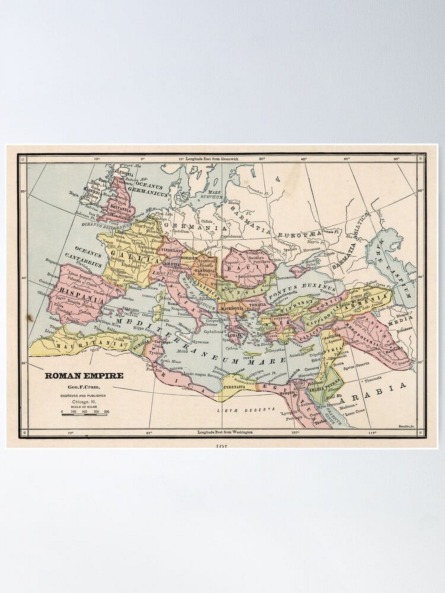 AatoeaX Vintage Map of The Roman Empire (1882) Poster Modern Wall Art ...