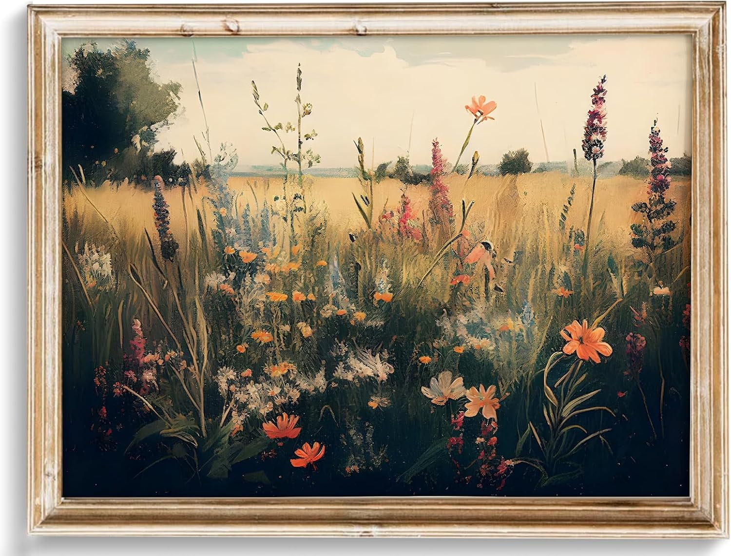 AatoeaX Vintage Wall Art, Classical Wildflower Field Wall Painting ...