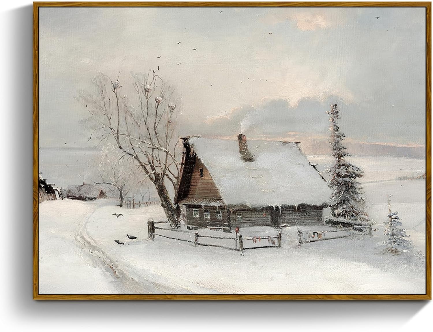 AatoeaX Vintage Wall Art, Country Winter Scene Canvas Pictures, Snow ...
