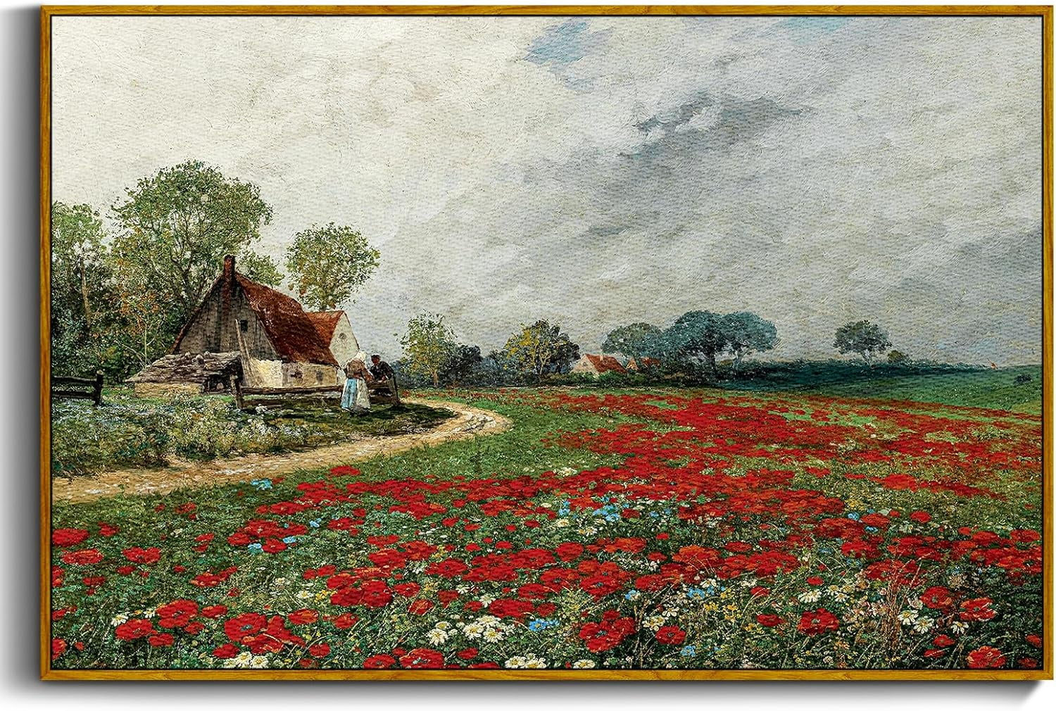 AatoeaX Vintage Wall Art, Flower Field Farmhouse Landscape Painting ...