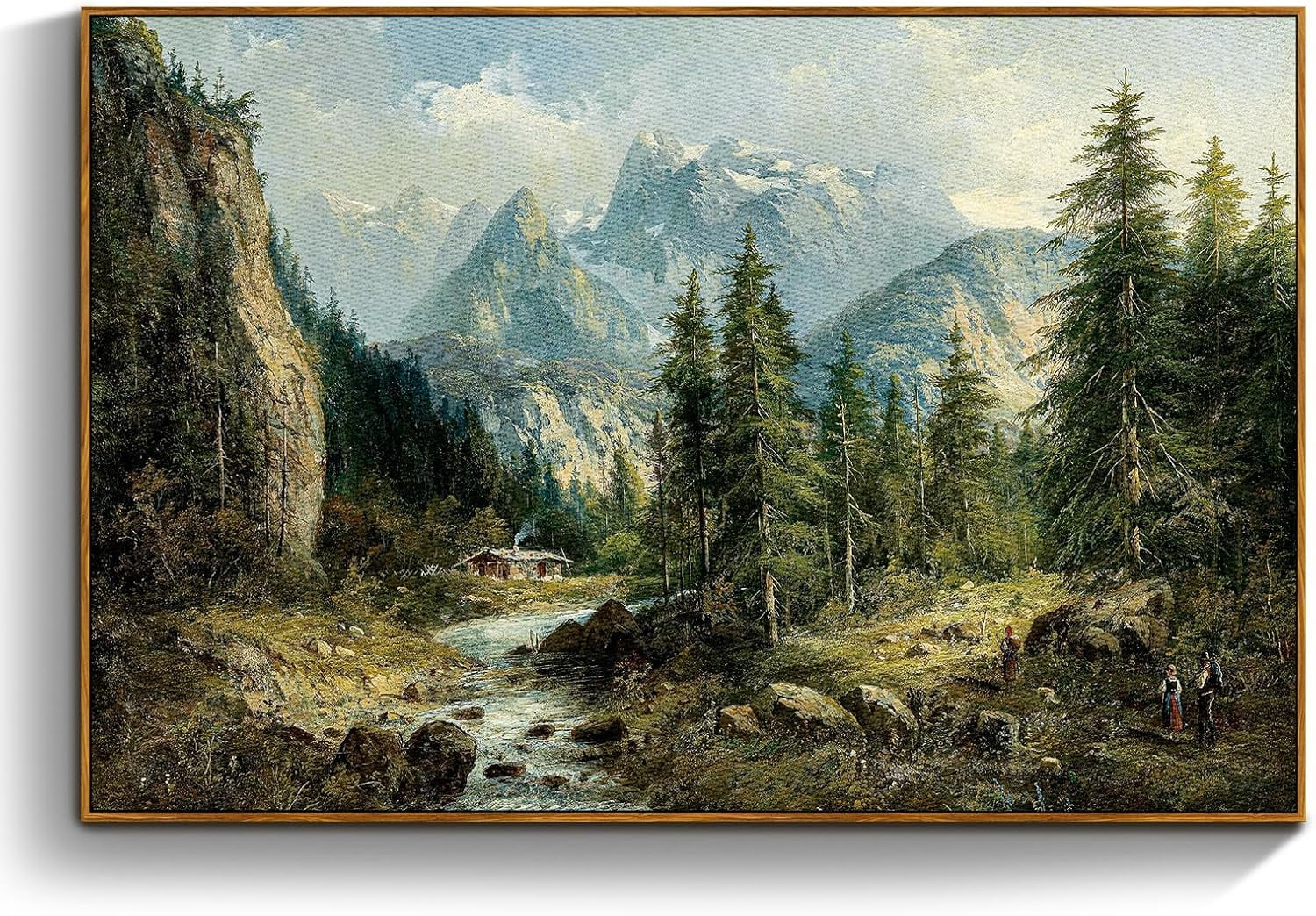 AatoeaX Vintage Wall Art, Mountain River Landscape Canvas Painting ...
