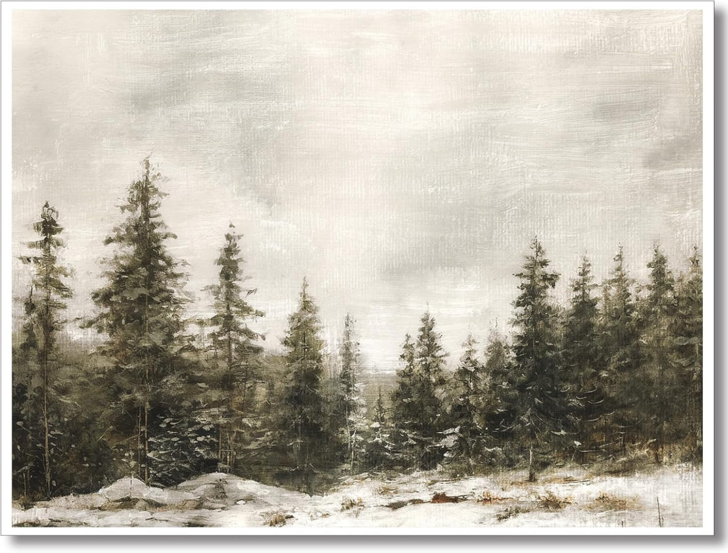 AatoeaX Vintage Winter Canvas Wall Art, Retro Snowscape Poster, Rustic ...