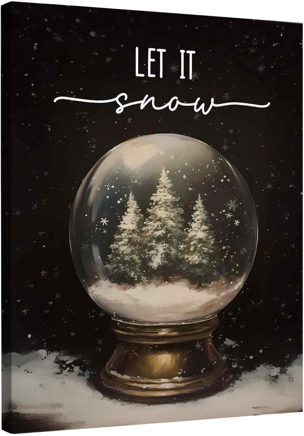 AatoeaX Vintage Winter Christmas Snow Globe Wall Art Decor, Let It Snow ...