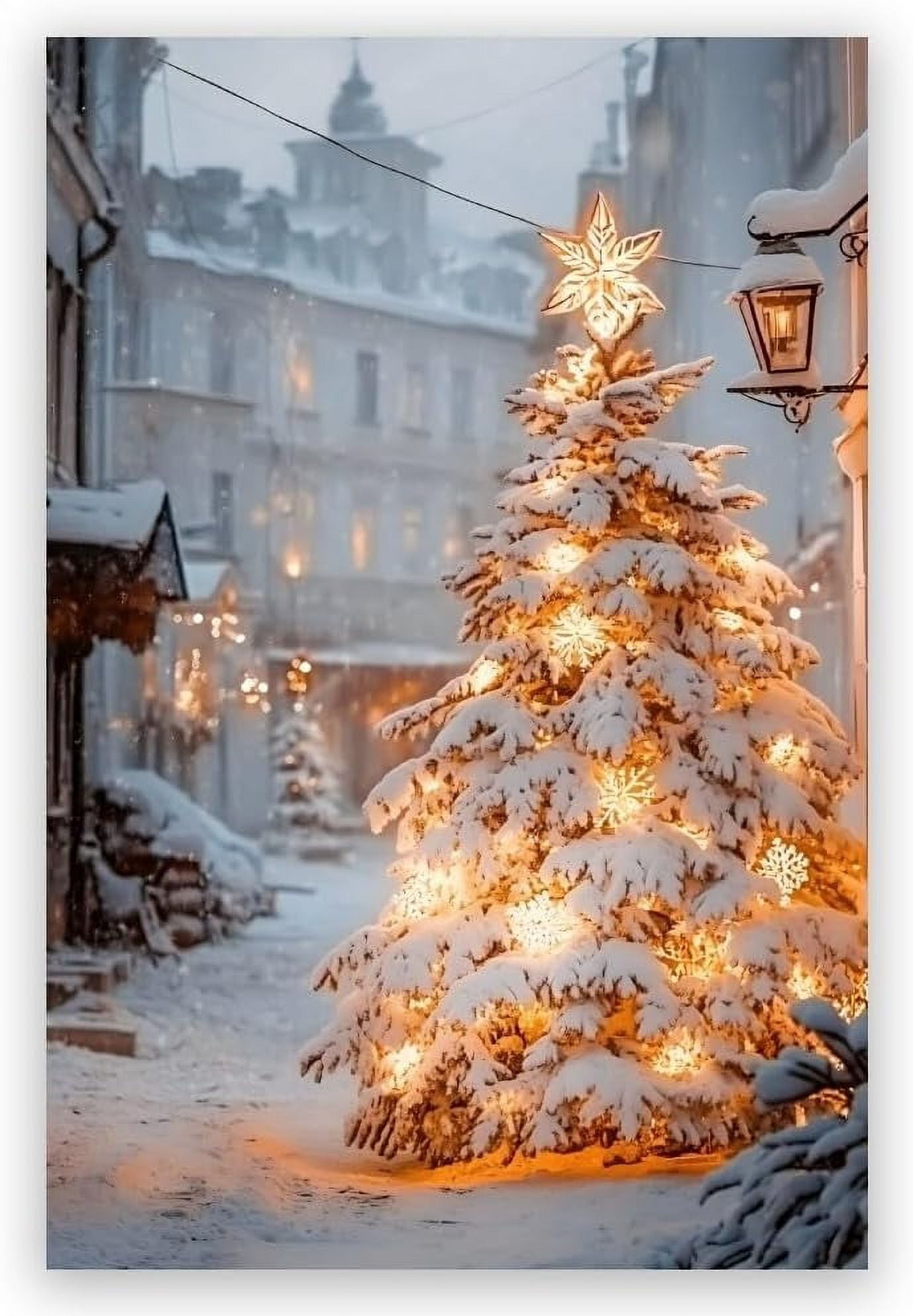 AatoeaX Vintage Winter Forest Painting Canvas Wall Art Snowy Pine Cones ...