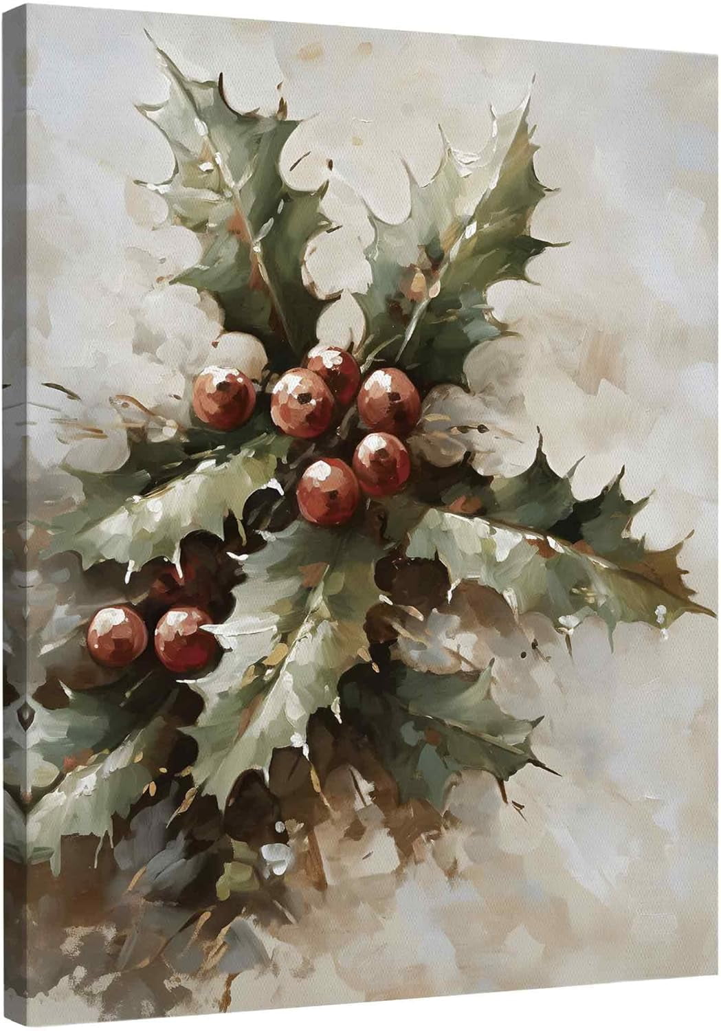 AatoeaX Vintage Winter Holly Berries Wall Art Decor, Rustic Red Holly ...