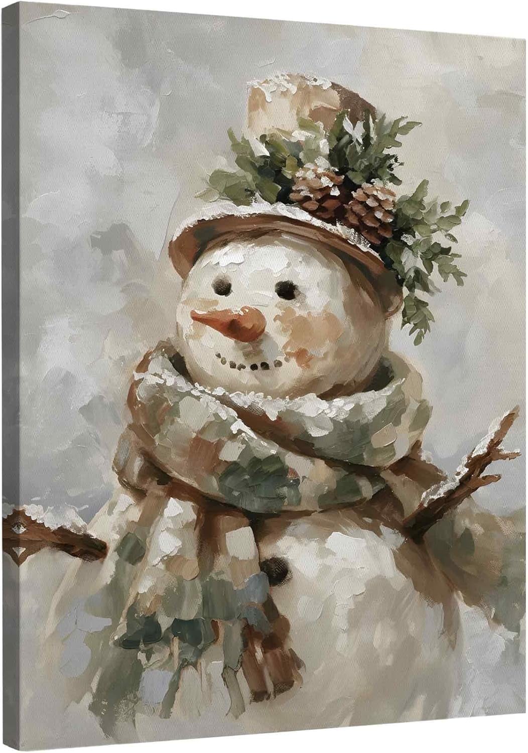 AatoeaX Vintage Winter Snowman Wall Art Decor, Rustic Snowman Canvas ...