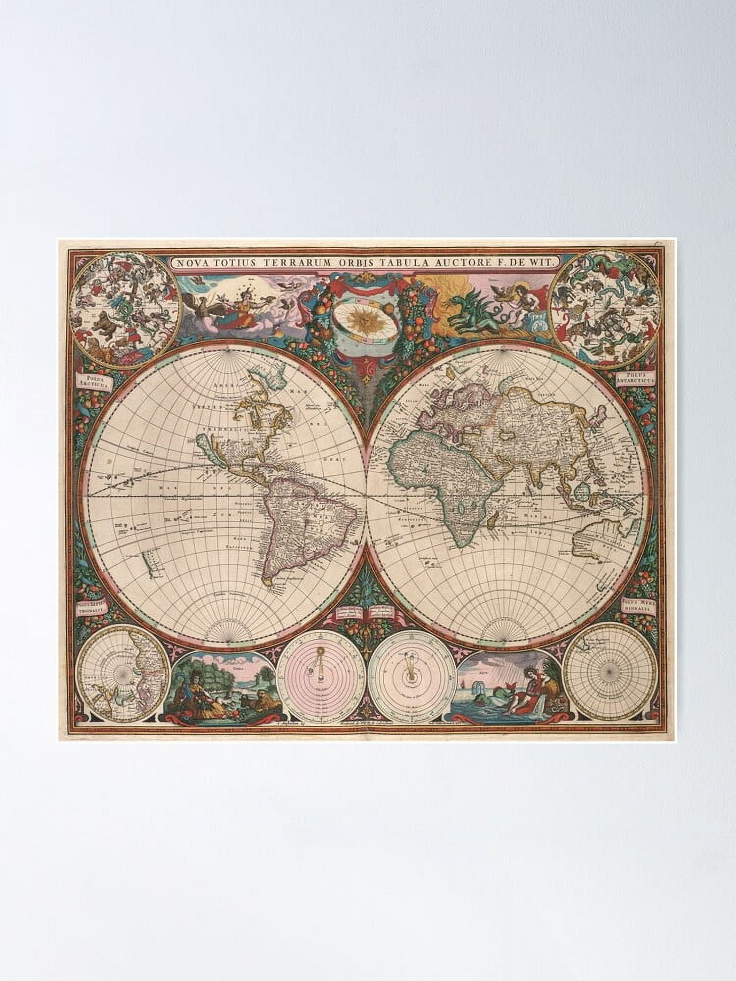 AatoeaX Vintage World Map (1665) 2 Poster Aesthetic Home Decor ...