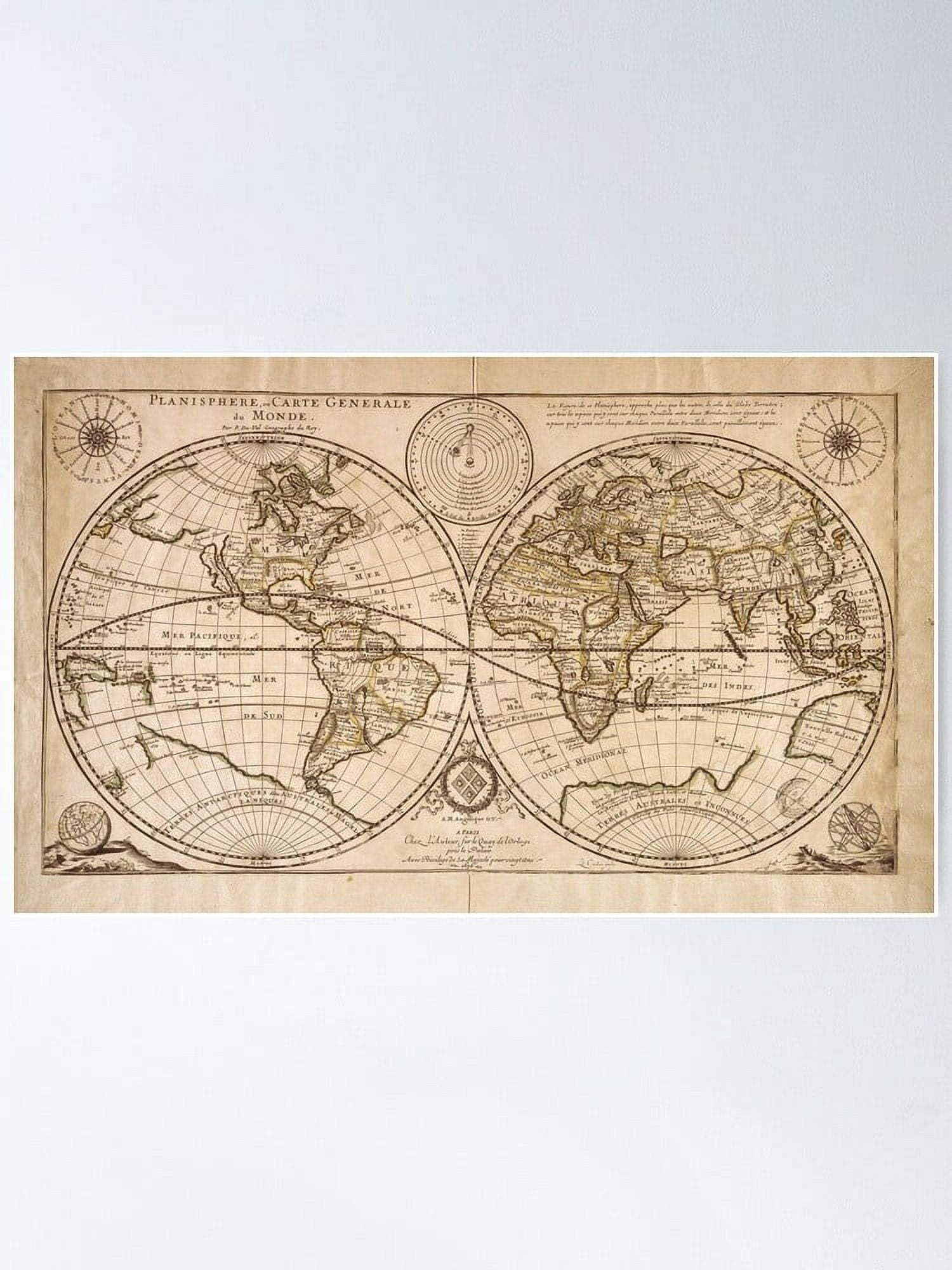 AatoeaX Vintage World Map Poster Modern Wall Art Canvas Poster ...