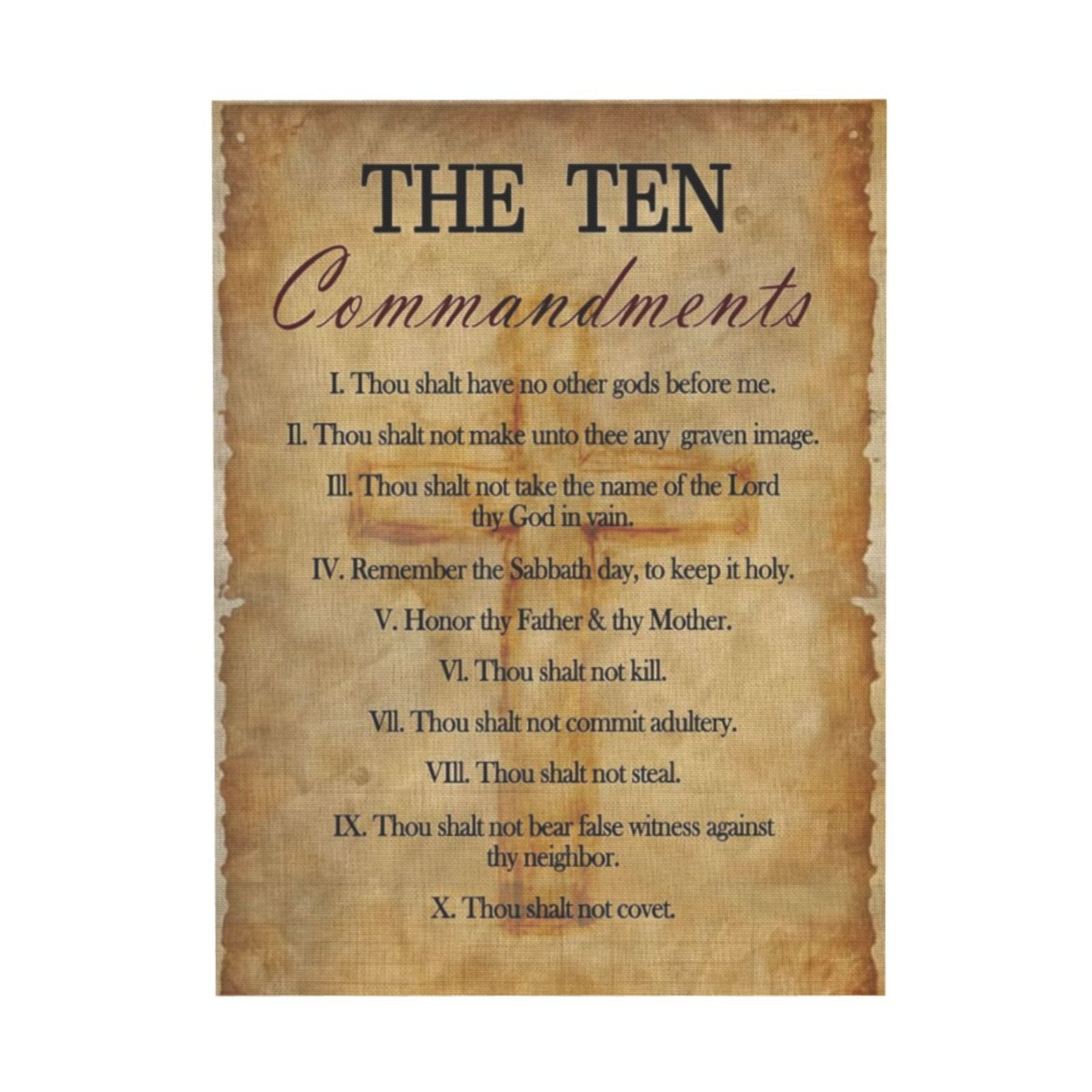 AatoeaX Vintage "The Ten Commandments" Scroll, Linen Canvas, Aged ...