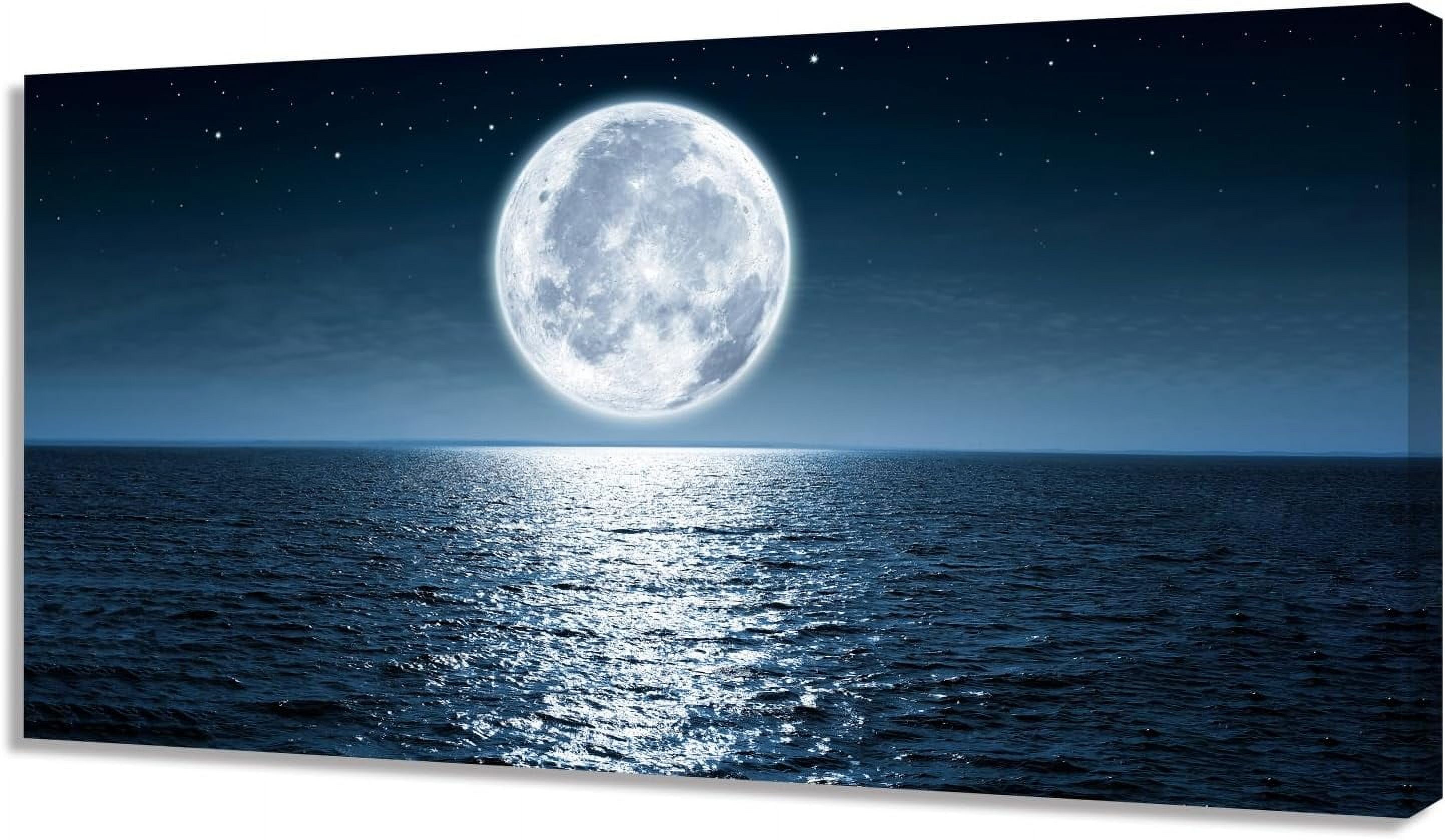 AatoeaX Wall Art Canvas Print Moon Sea Ocean Landscape 1 Panels Full ...