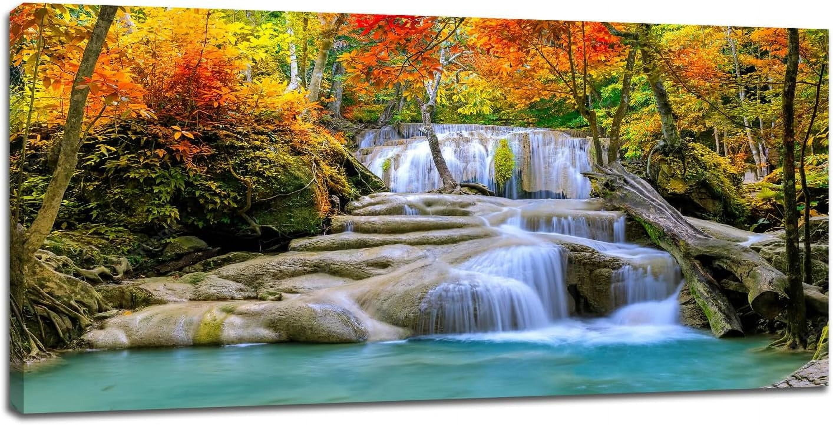 AatoeaX Wall Art for Living Room Red Trees Forest Waterfall Landscape ...