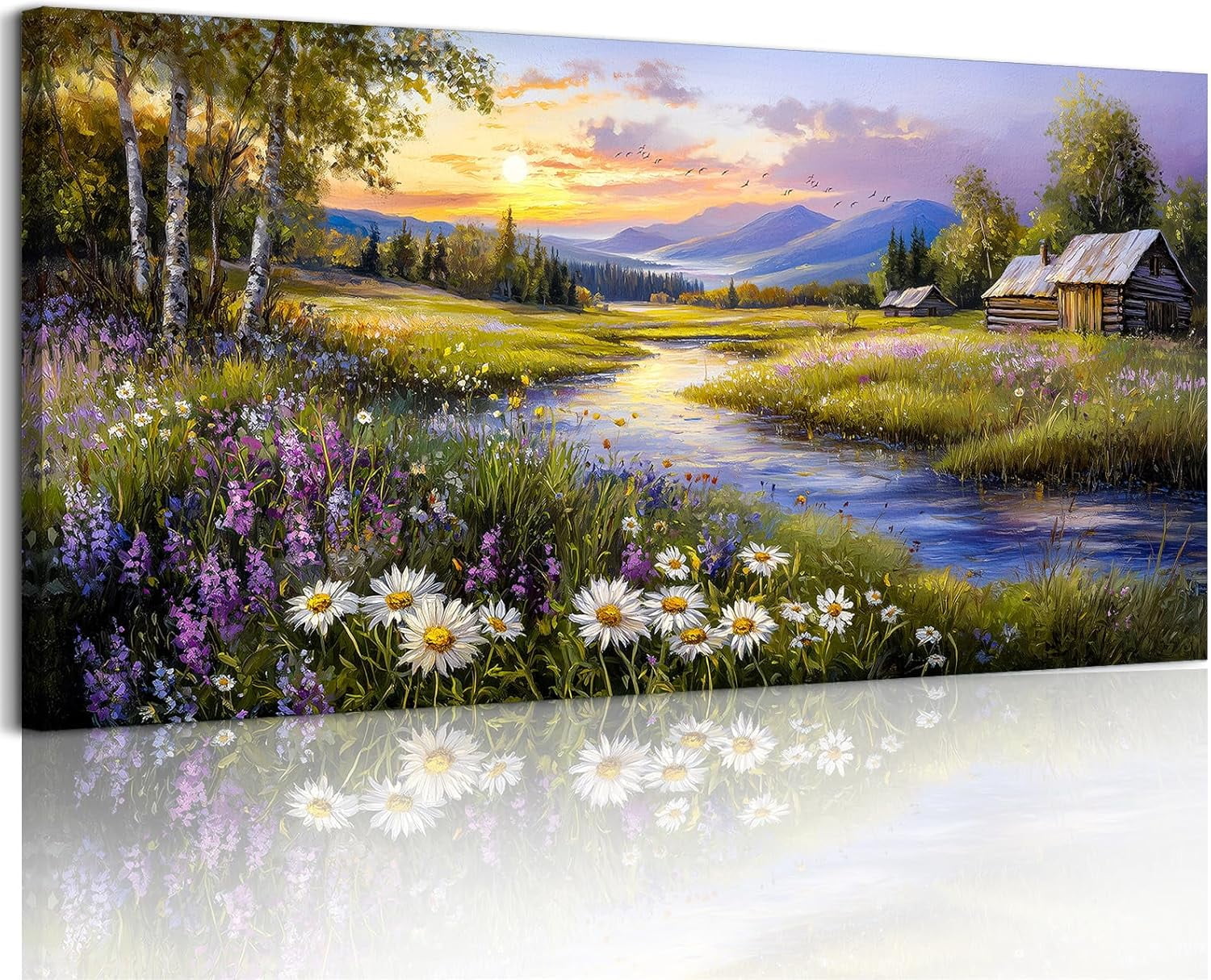 AatoeaX Wall Art for Living Room, River Landscape Wall Art, Meadow ...