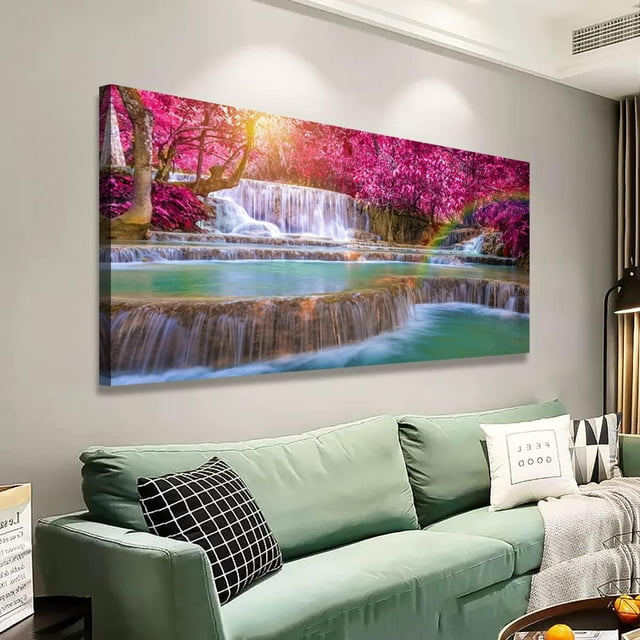 AatoeaX Waterfall Landscape Canvas Wall Art Prints Poster Lake Tree ...