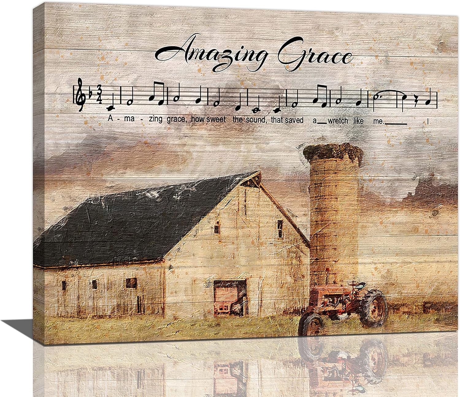 AatoeaX Western Old Barn Wall Art Farmhouse Country Amazing Grace Barn ...