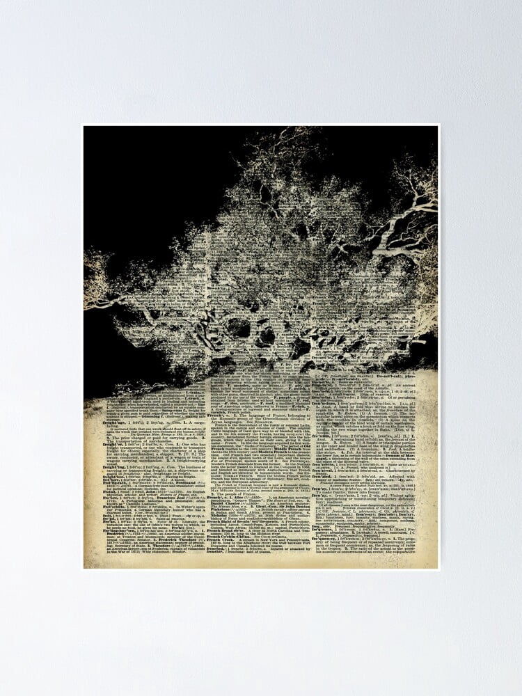 AatoeaX White And Bloack Lonley Tree Dictionary Art Poster Modern Wall ...