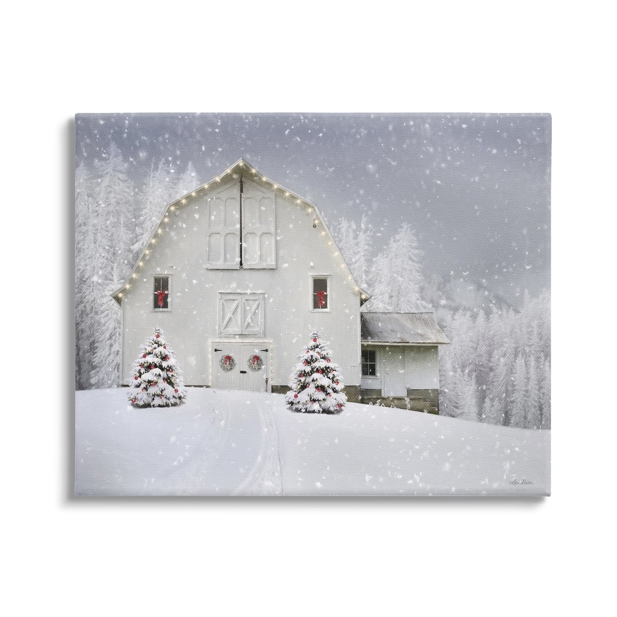 AatoeaX White Winter Snowfield Barn Cozy Christmas Scenery Canvas Wall ...