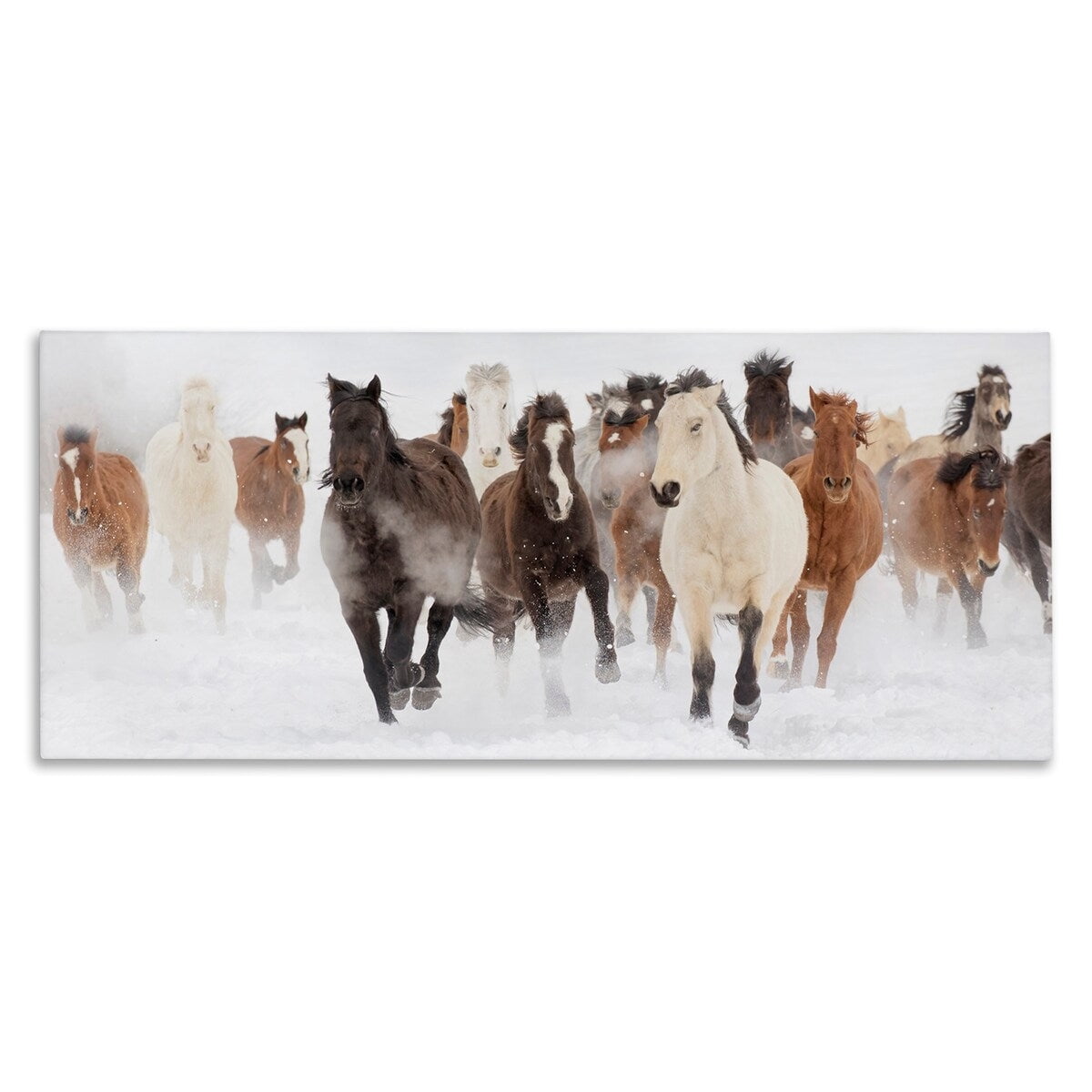 AatoeaX Wild Horses Herd Foggy Winter Day Running Snow Painting Canvas ...