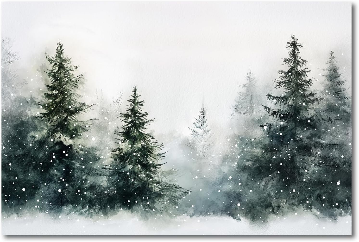 AatoeaX Winter Forest Picture Vintage Christmas Tree Art Prints Pine ...