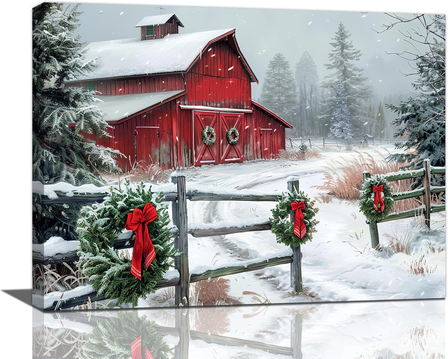 AatoeaX Winter Old Barn Wall Art Farmhouse Country Vintage Pictures ...