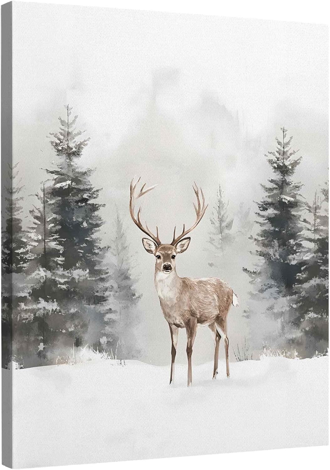 AatoeaX Winter Snowy Woodland Deer Reindeer Wall Art Decor, Snowy ...