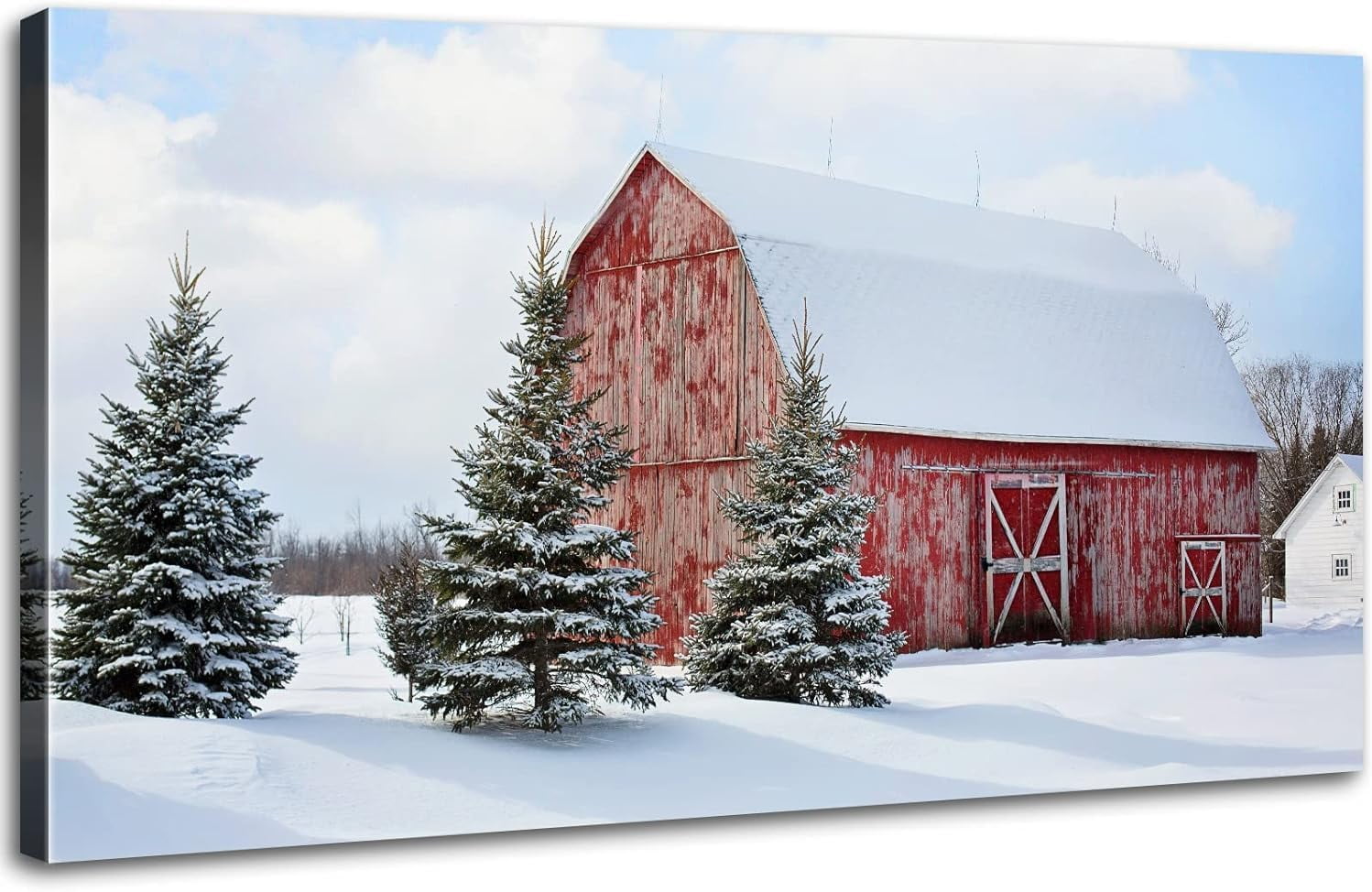 AatoeaX Winter Wall Art Red Barn Wall Decor Snowy Country Landscape ...