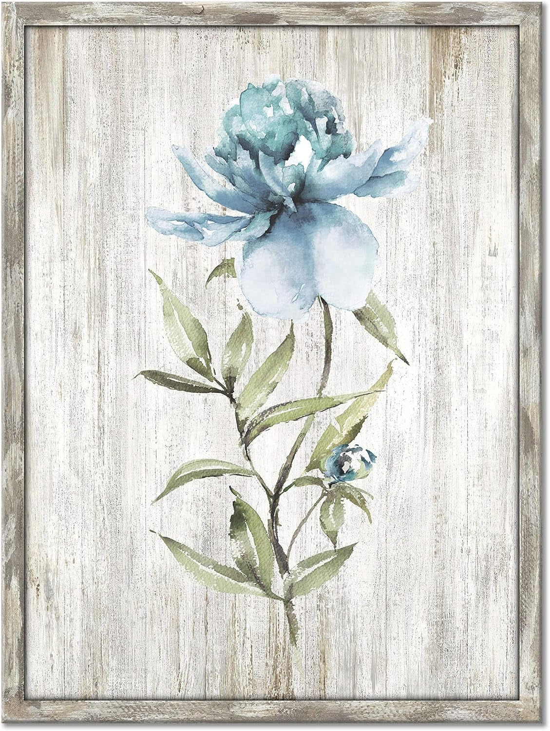 AatoeaX Wood Flower Wall Art Prints Blossom Floral Wall Decor Blue ...