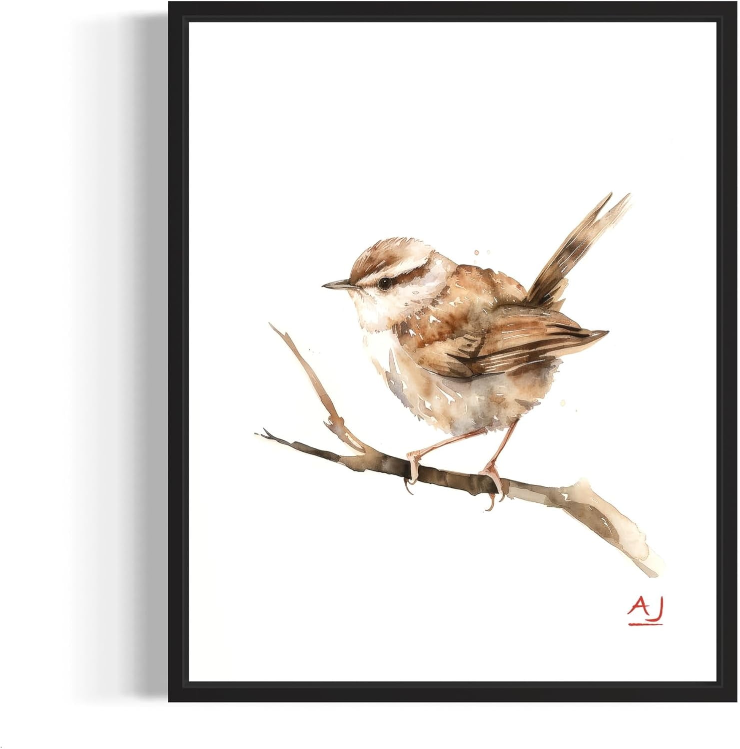 AatoeaX Wren Art Print Poster, Bird Watercolor Painting, Nature Animal ...