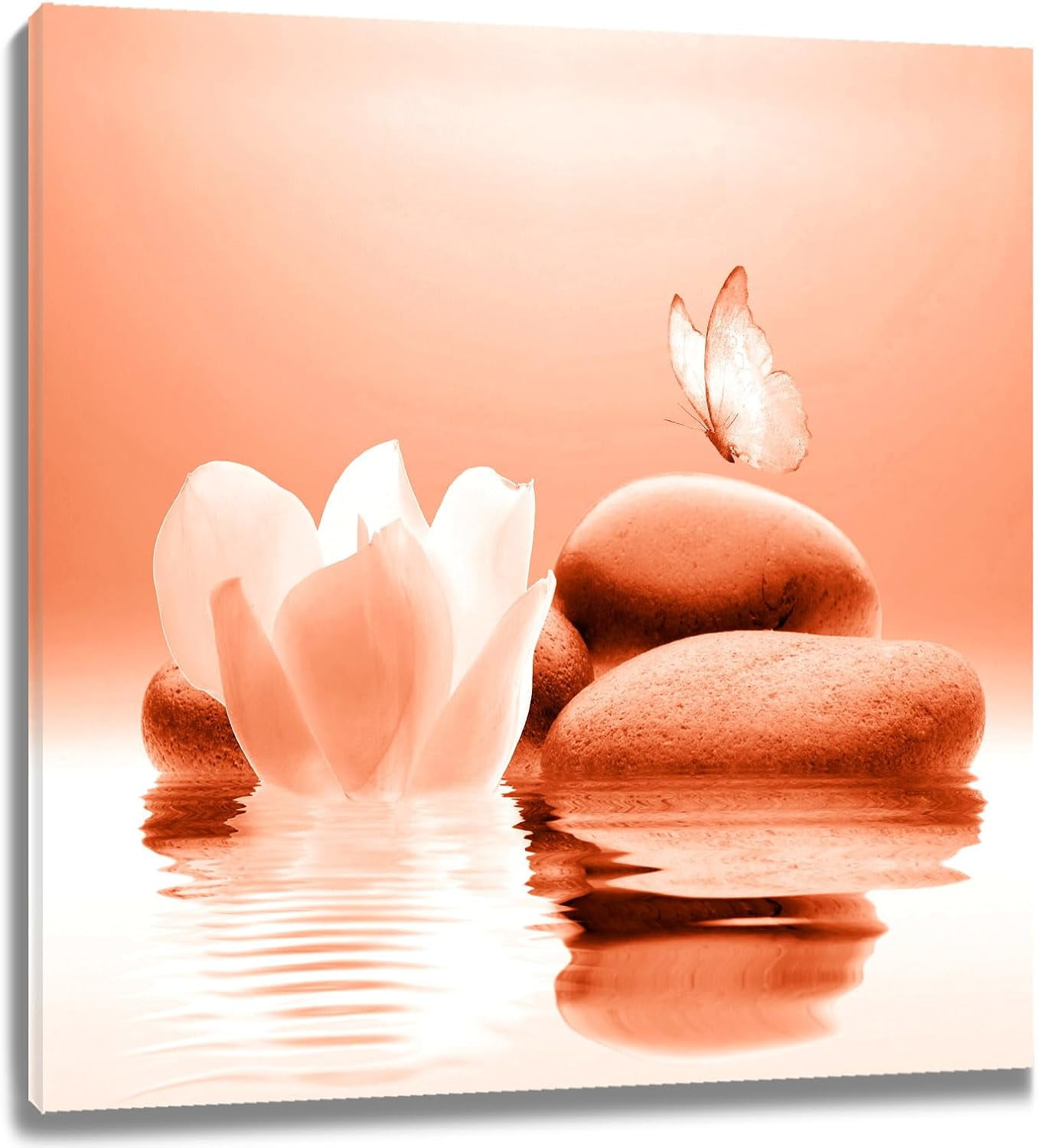 AatoeaX Zen Bathroom Wall Art Garden Water Lily Flower and Butterfly ...