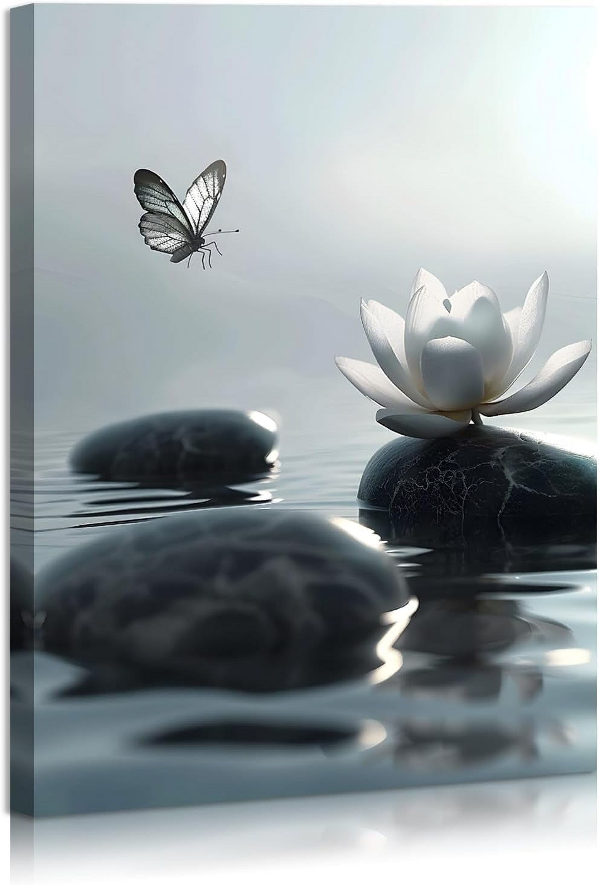 AatoeaX Zen Stones and Lotus Flower Canvas Print Spa Wall Decor for ...