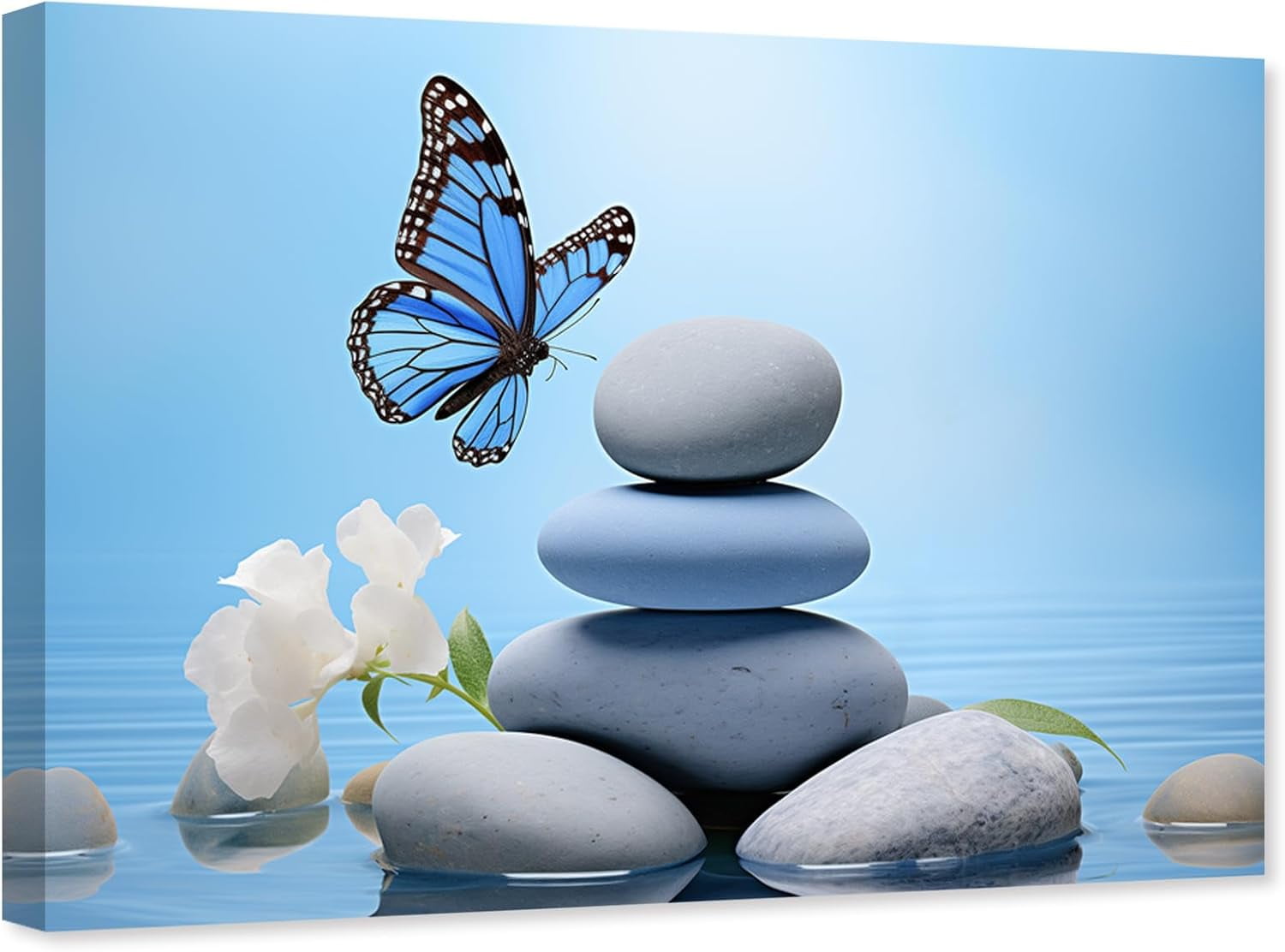 AatoeaX Zen Wall Art for Bathroom Zen Stone Picture Blue Butterfly ...