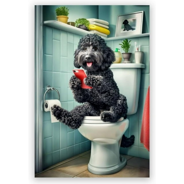 AatoeaX bathroom decor wall art Black Cockapoo Dog Bathroom Poster ...