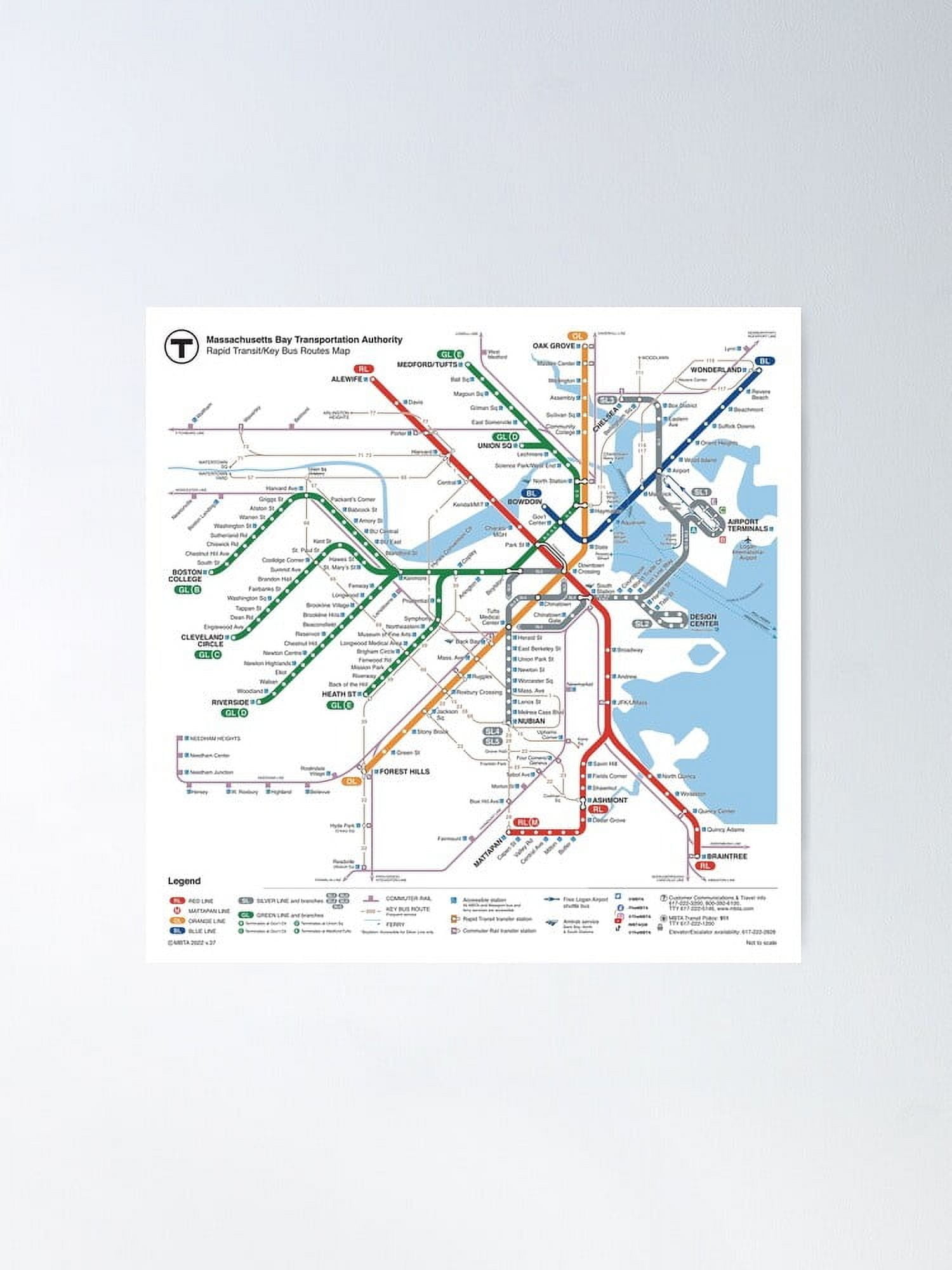 AatoeaX mbta map Poster Aesthetic Home Decor – Perfect for Gallery Walls or Gifts,12"x12 ...