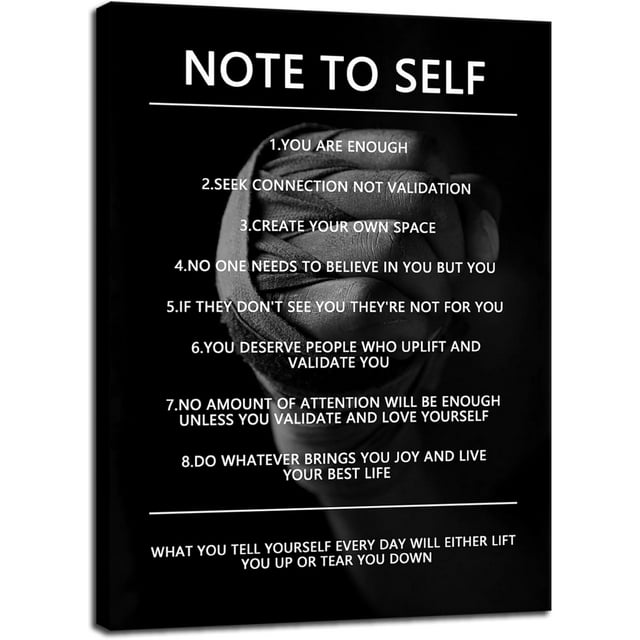 AatoeaXWall Decor Motivational Canvas Wall Art Note to Self Poster ...