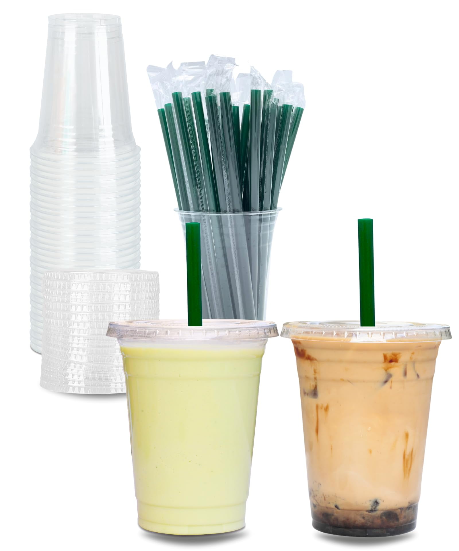 Aatriet 12 oz Clear BDF32 Plastic Cups with and STRAWS, Disposable ...