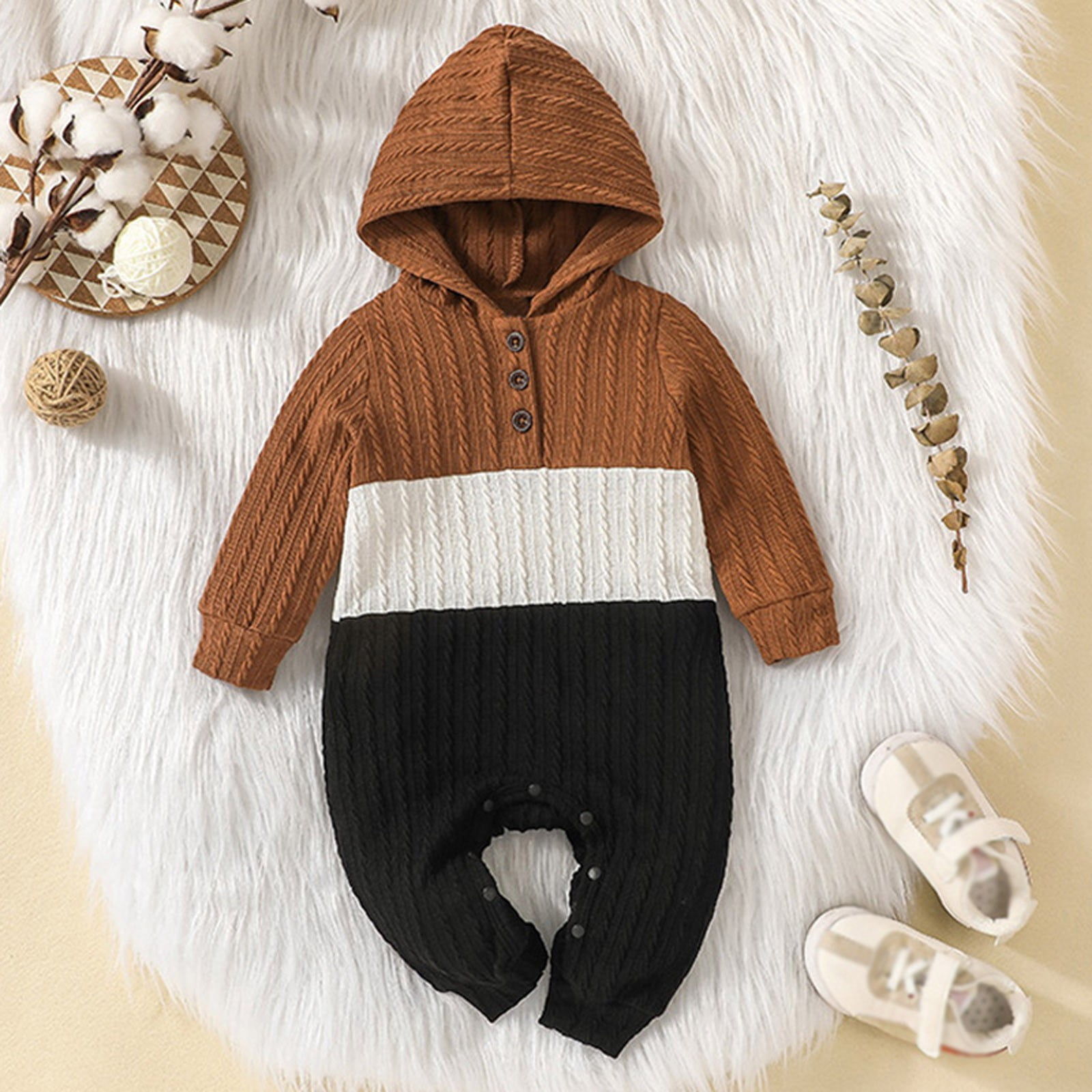 Aayomet Baby Winter Romper Baby Girl Clothes Romper Ruffle Sleeve Long Sleeve Sweatshirt One ...